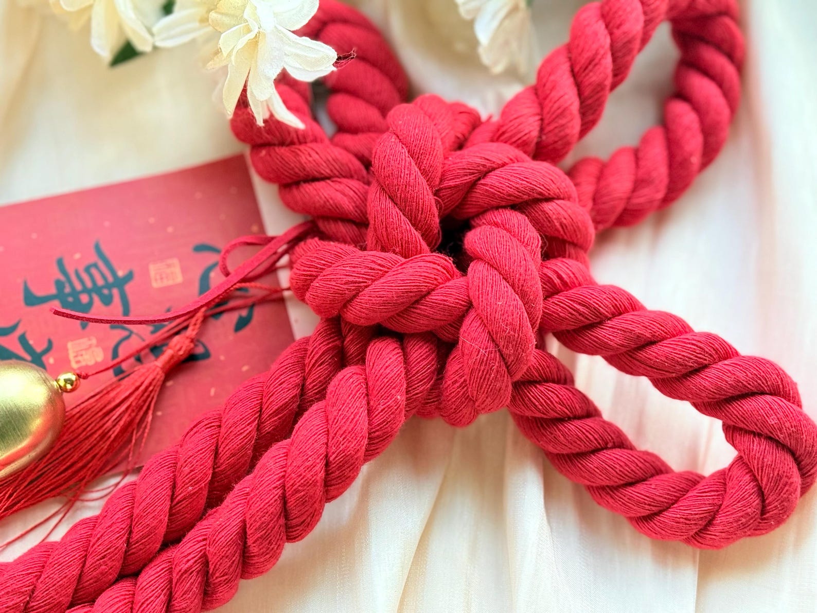 Red Endless Knot Wall Hanging | Lucky Rope Knot With Bell | Feng Shui ...