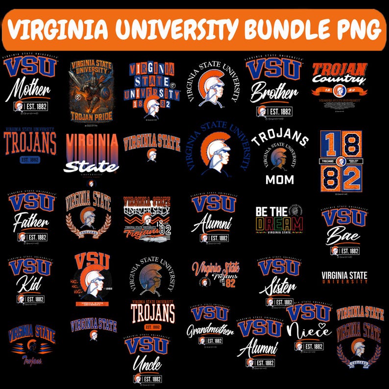 Virginia State University Digital Png Bundle Pack of 36 VSU Png Print ...