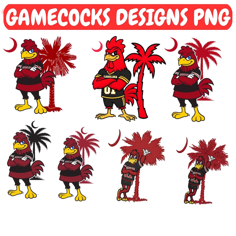 Cute Gamecocks Chicken Mascot Png Bundle, College Football, South ...