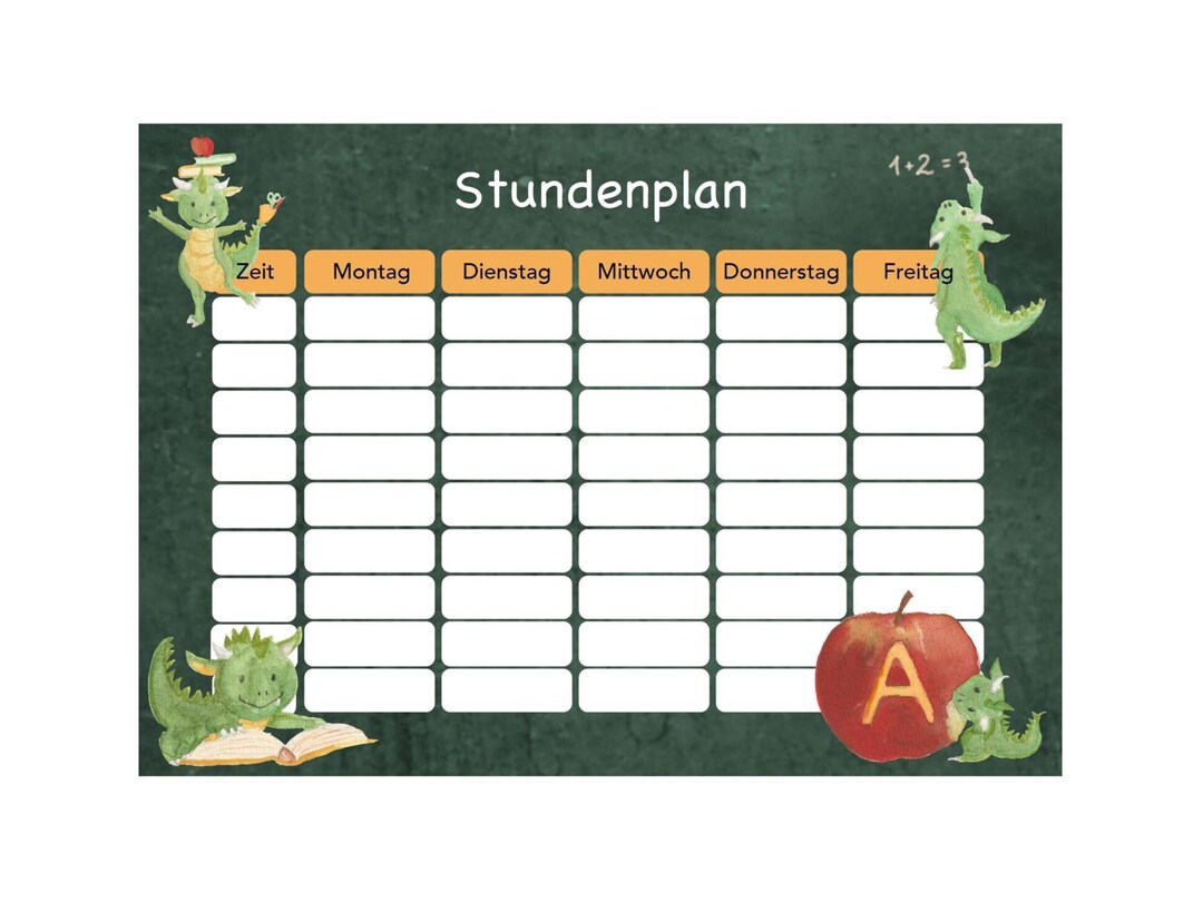 Printable Dragon Timetable | Back to School Gift | Kids Schedule PDF ...