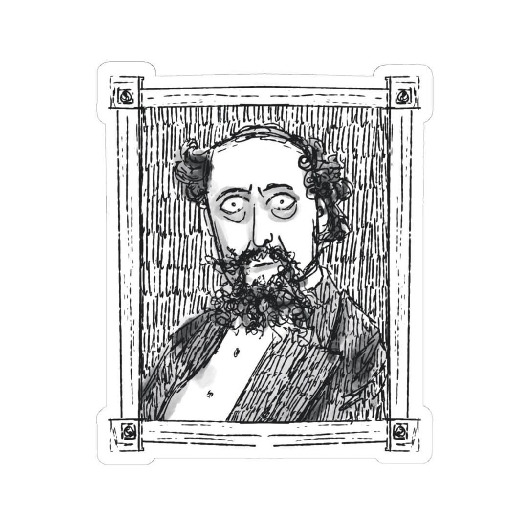 Charles Dickens Sticker, Edward Gorey-inspired Portrait, Gothic ...