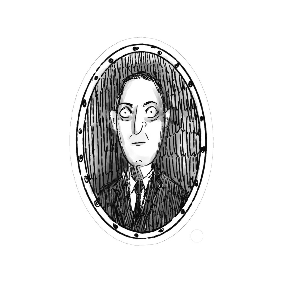 H.P. Lovecraft Sticker, Edward Gorey-inspired Portrait, Gothic Horror ...