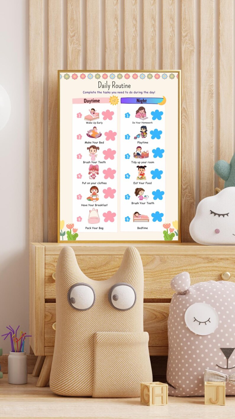 Kids Morning & Night Routine Chart – Printable Editable Daily Schedule ...