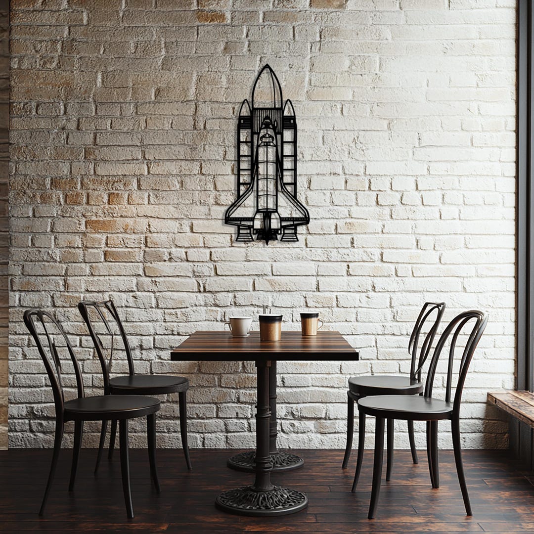 Space Shuttle Metal Wall Art, Rocket Launch Silhouette, Industrial ...