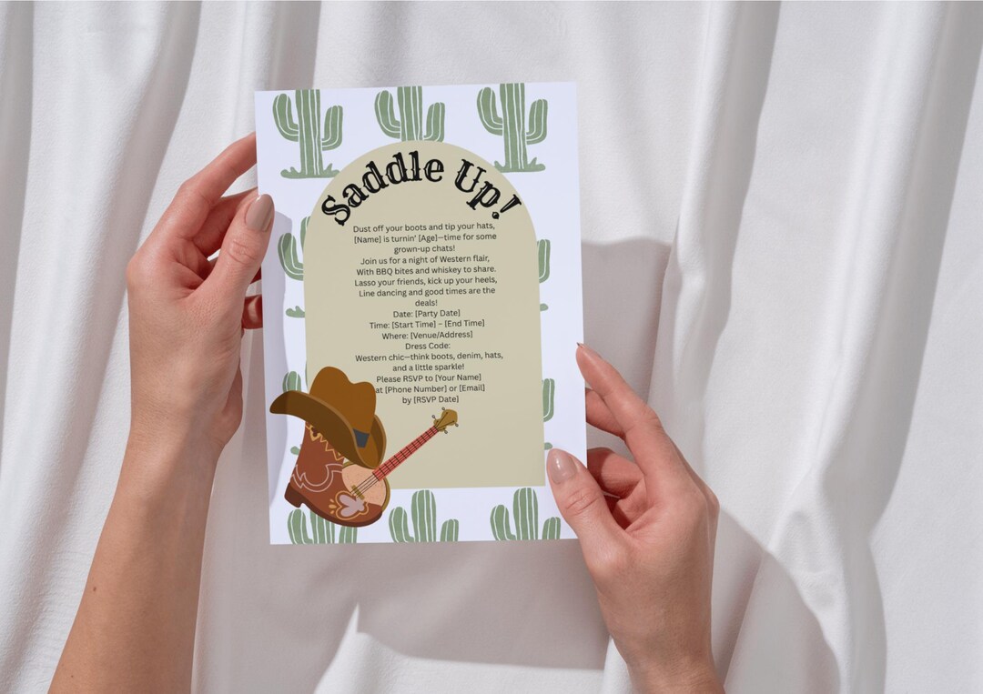 Howdy Partner! Cowboy Birthday Digital Invite // Editable Cowboy ...