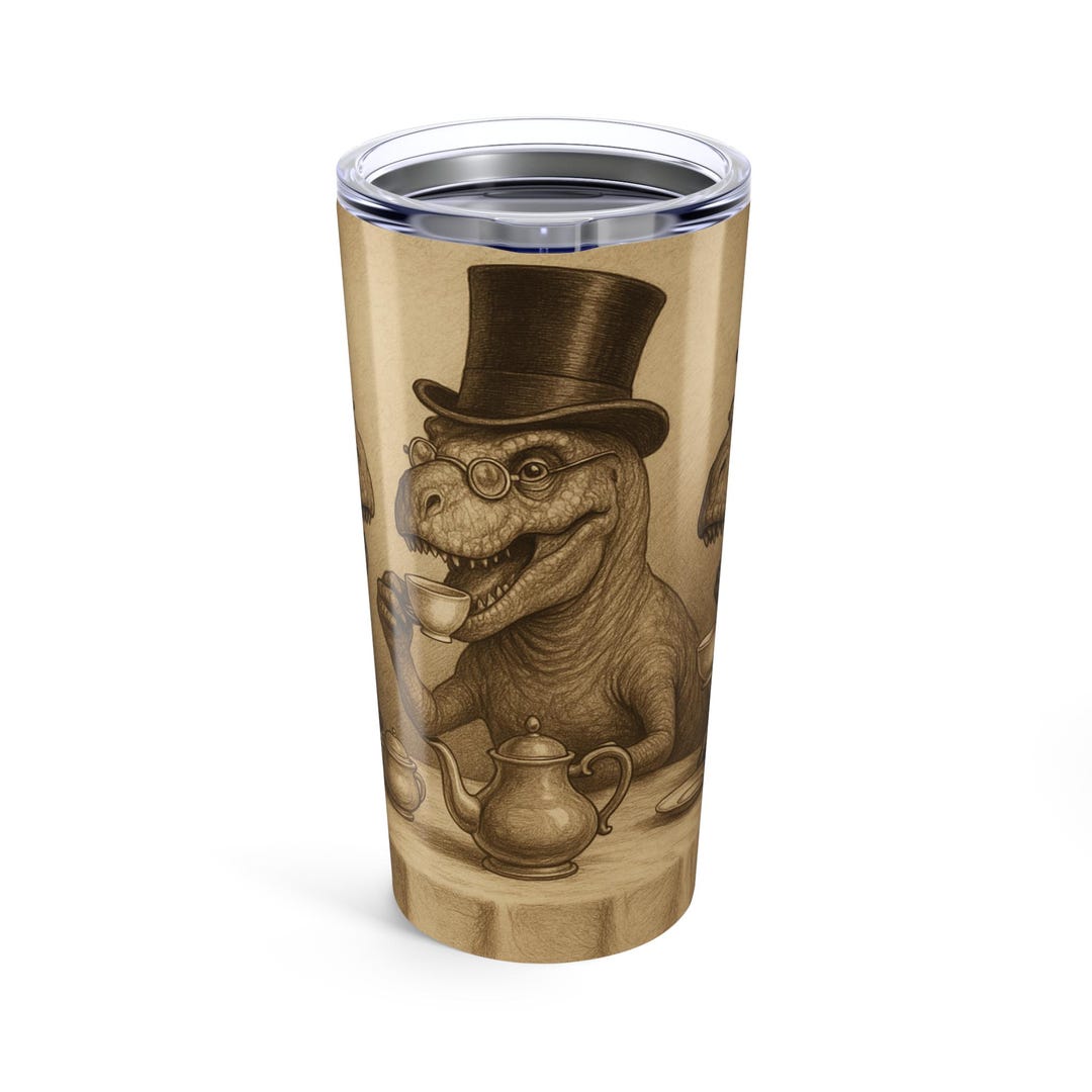 Victorian T-rex Tea Party Tumbler 20oz | Dinosaur Tea Time Drinkware - Etsy