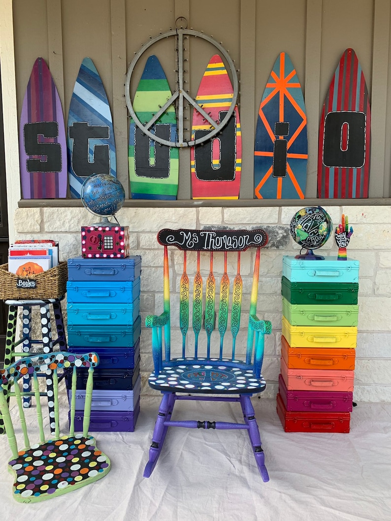 PEACE Out Handpainted Rocking Chair --- Chalkboard Paint on Top or Your ...