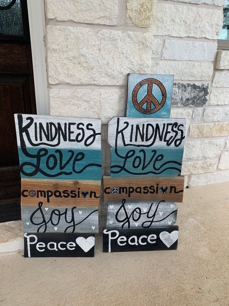 New! Kindness Love Compassion Peace Wood Yard Sign for You Ships ...