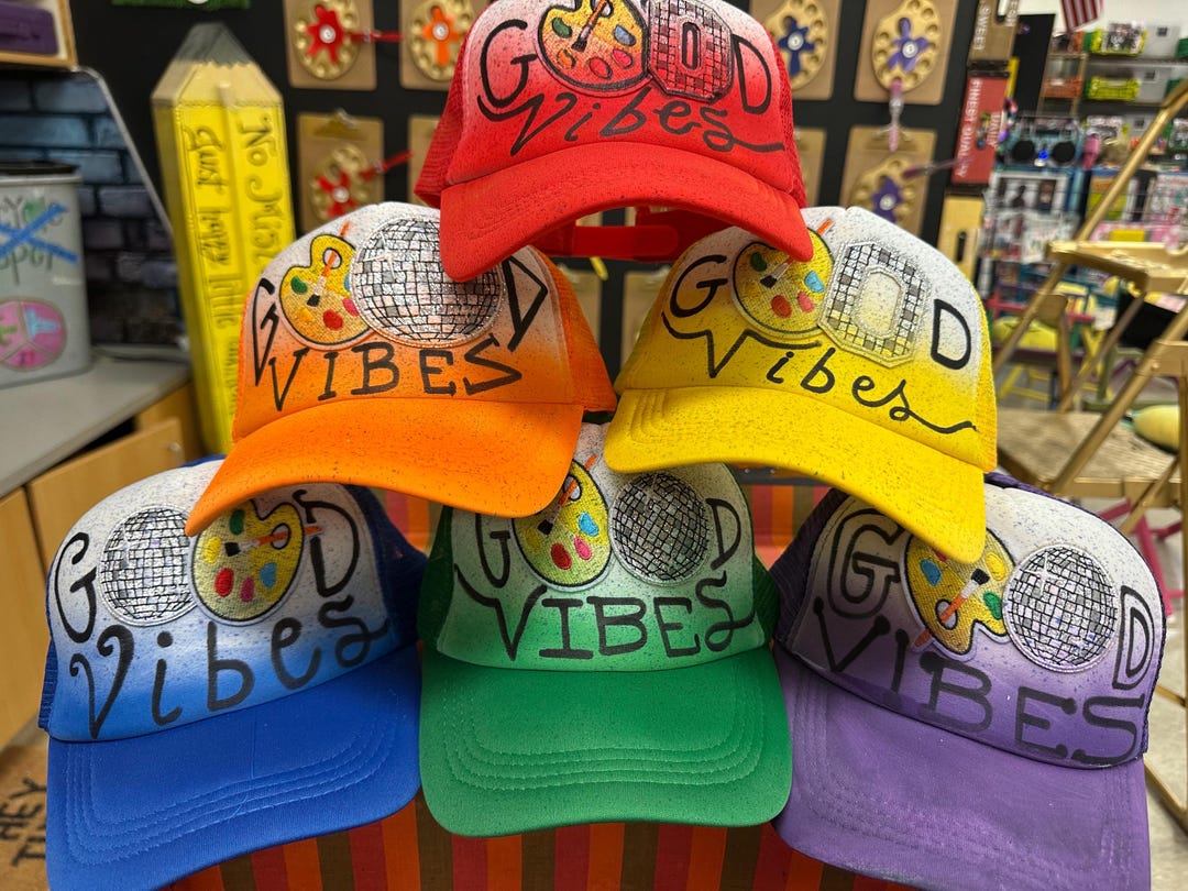 6 Custom Good Vibes Hats for Your Party Favors Graffiti Style With ...
