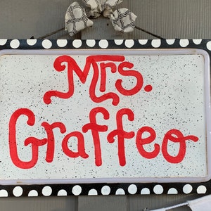 Custom Teacher Door Sign With Pink Led Tube Light-battery Operated Name ...