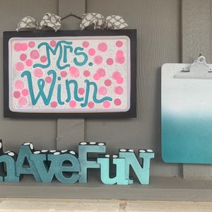 Custom Teacher Door Sign With Pink Led Tube Light-battery Operated Name ...