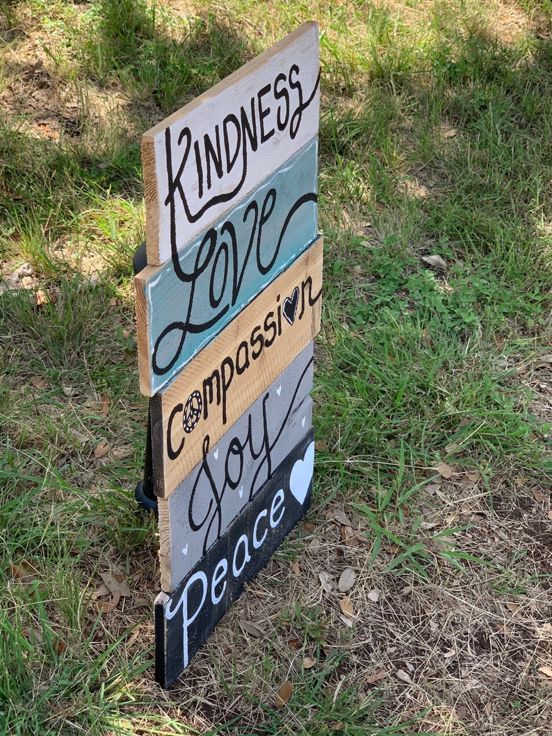 Kindness Love Compassion Peace Wood Yard Sign Custom Order - Etsy
