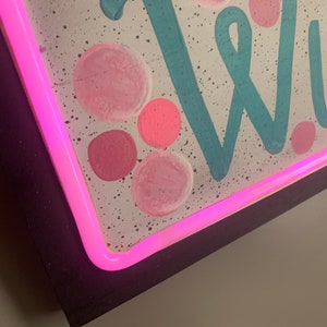 Custom Teacher Door Sign With Pink Led Tube Light-battery Operated Name ...