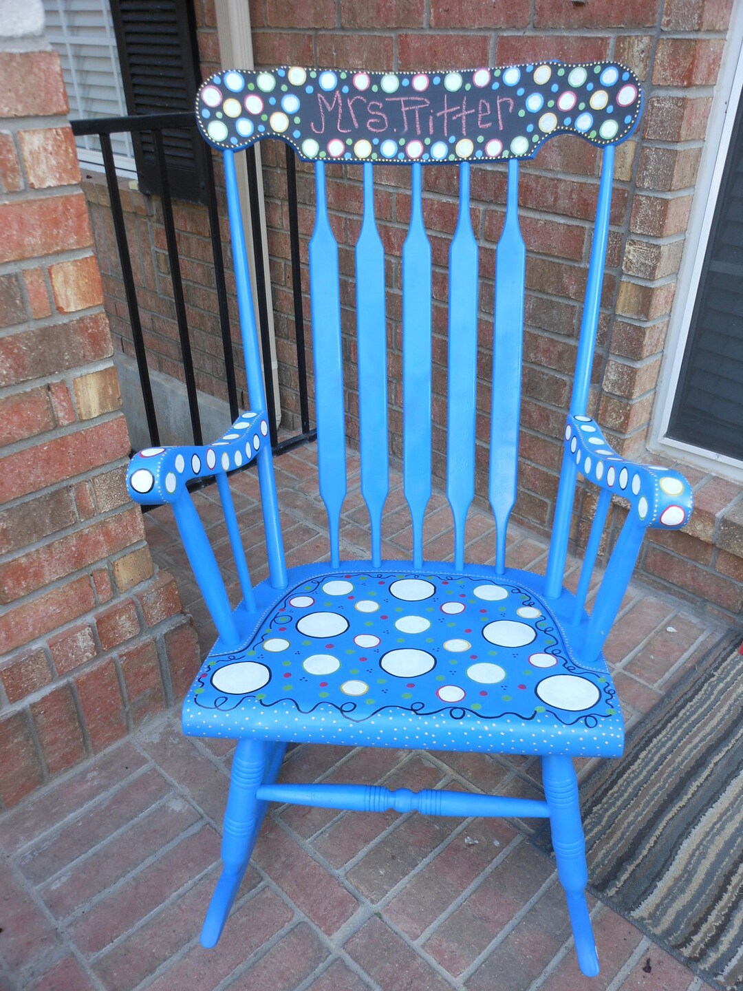 Blue Teacher Rocking Chair Custom Order in Your Colors and Theme - Etsy
