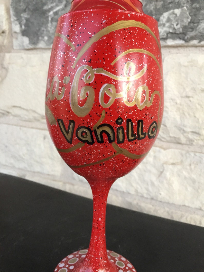 Coca Cola Vanilla Wine Glass Custom Painted to Look Like a Can - Etsy