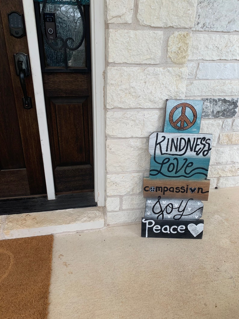 New! Kindness Love Compassion Peace Wood Yard Sign for You Ships ...