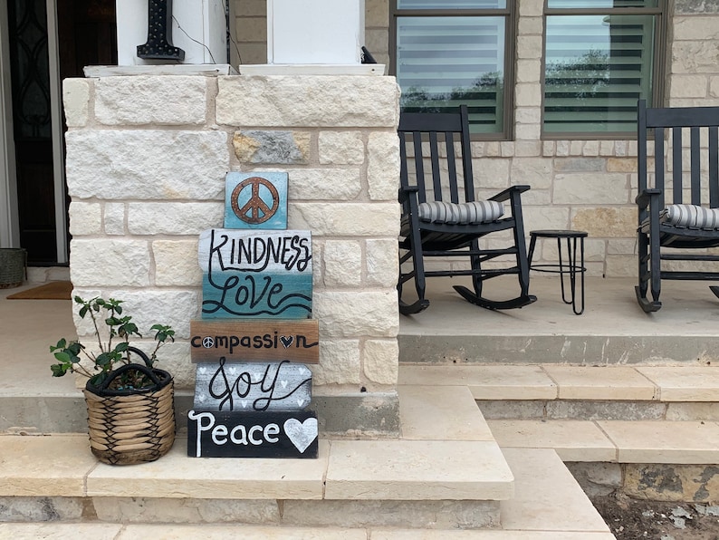 New! Kindness Love Compassion Peace Wood Yard Sign for You Ships ...