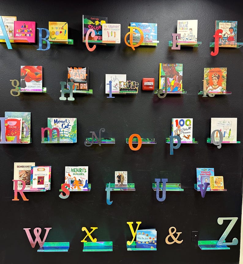 JEZ4U Alphabet Wall of Wood Letters With Acrylic Shelf as Shown, Word ...
