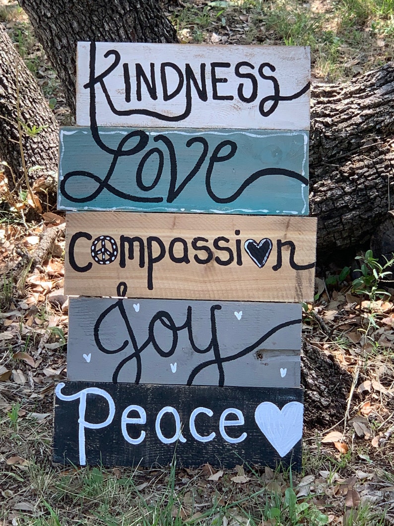 Kindness Love Compassion Peace Wood Yard Sign Custom Order - Etsy