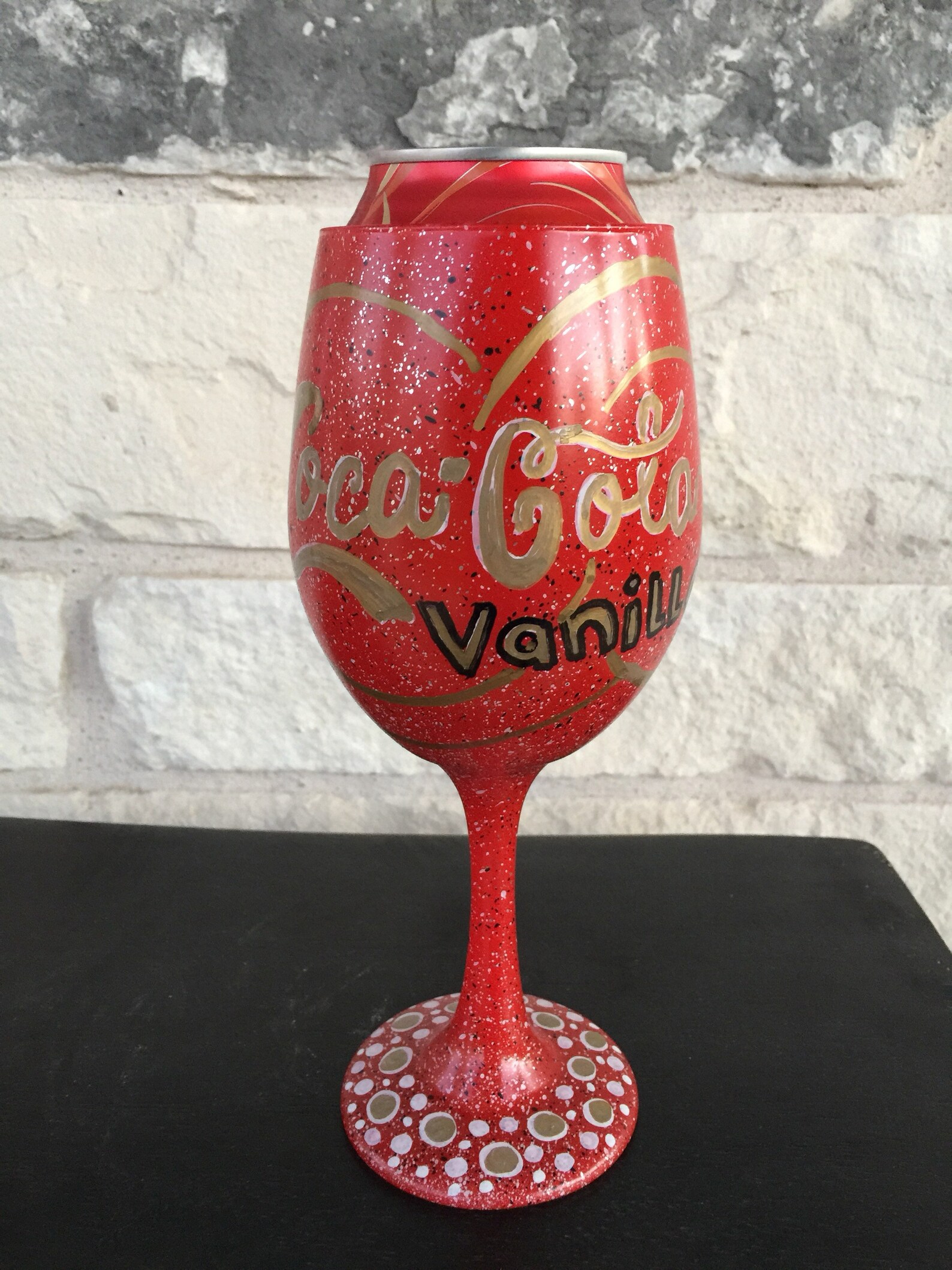Coca Cola Vanilla Wine Glass Custom Painted to Look Like a Can - Etsy
