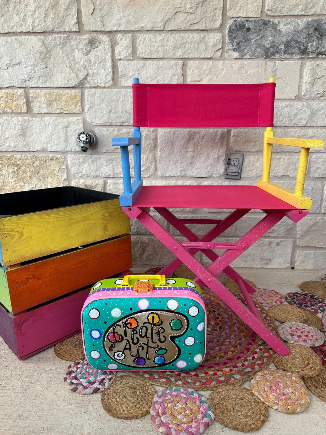 18” Standard Teacher Director Chair All Handpainted With Color Pops in ...