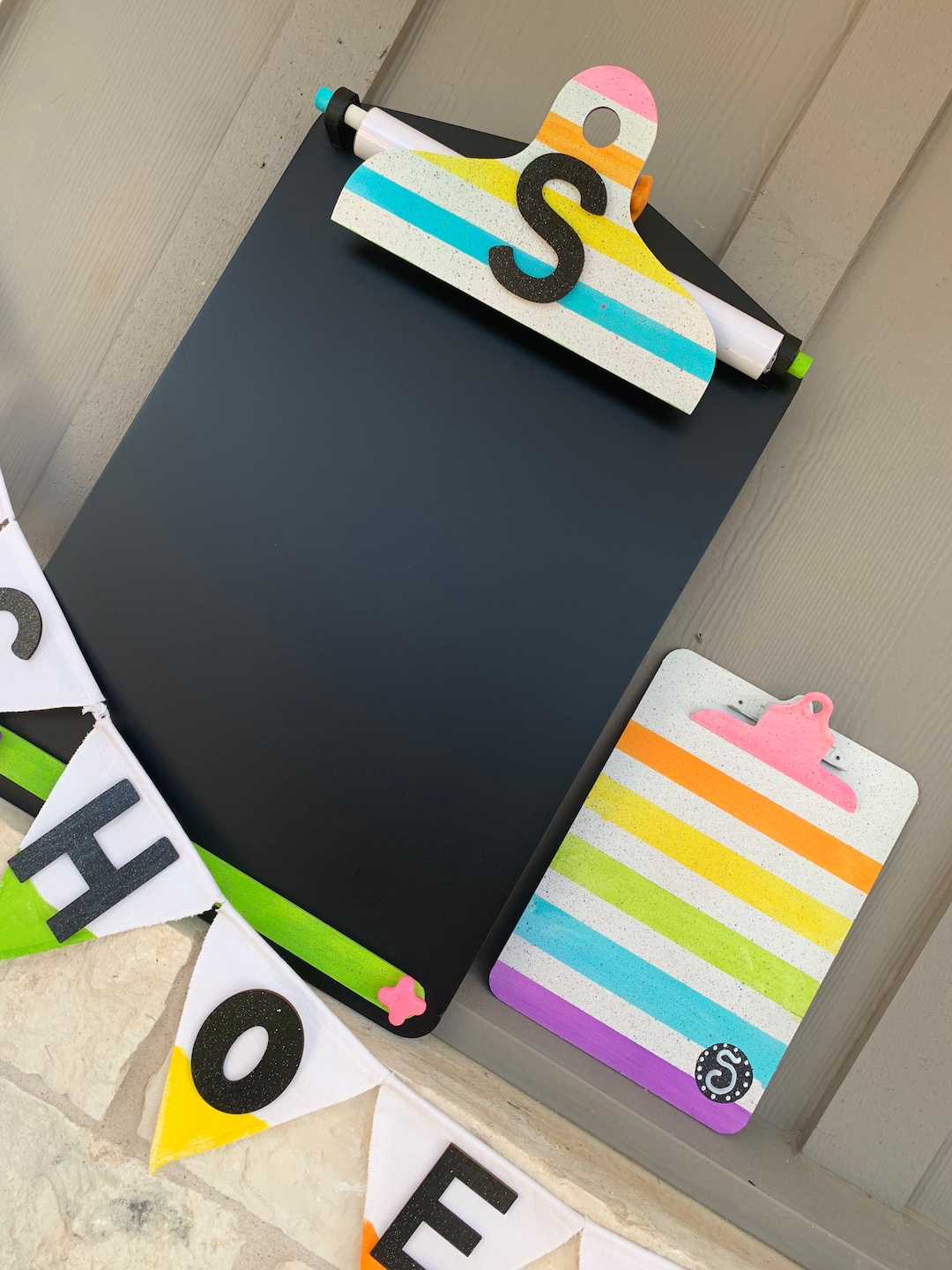 Jumbo Wall Easel Clipboard With Paper Roll & Chalkboard Surface When ...