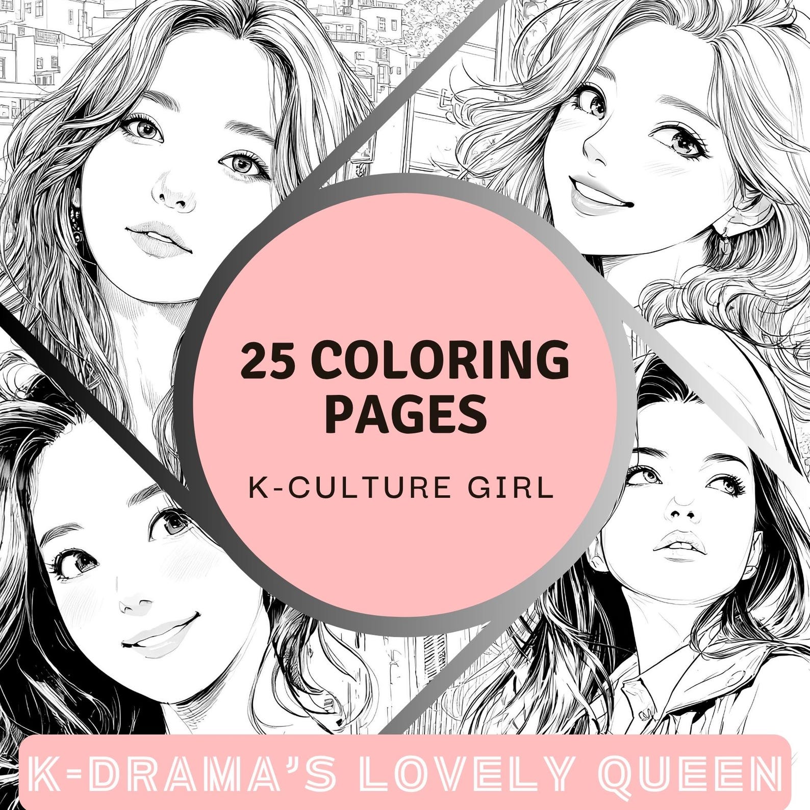 25 K-drama Queen Coloring Pages, Korean Culture Line Art for Adults ...
