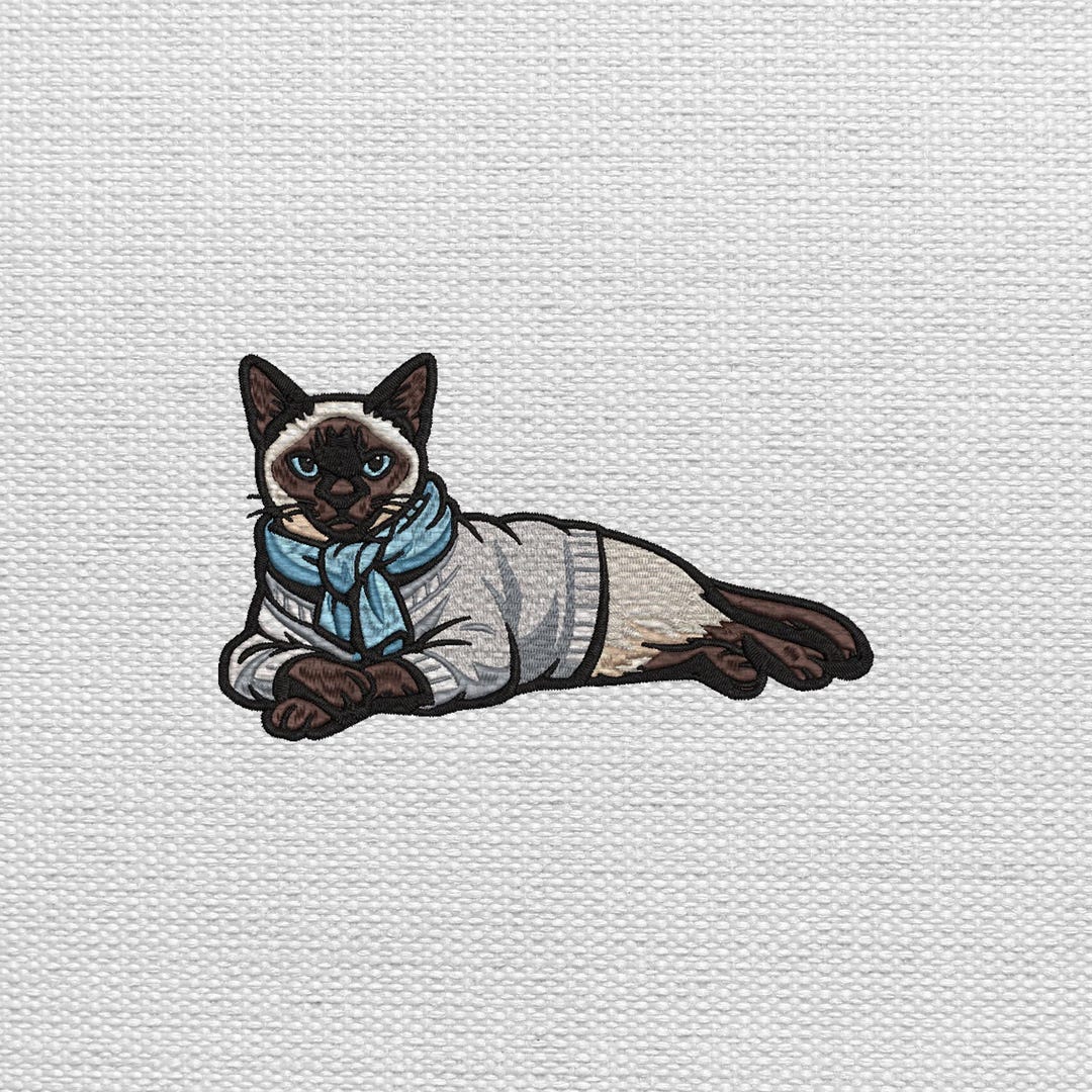 Siamese Cat Embroidery DST File, Cute Cat Embroidery Design, Animal ...