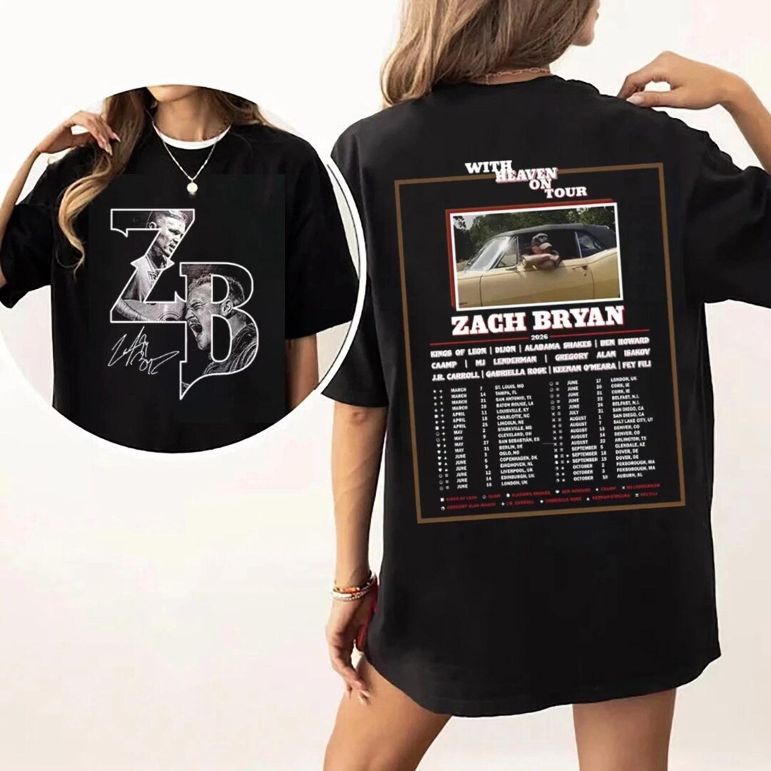 Zach Bryan With Heaven on Tour 2026 Shirt, Zach Bryan Tour Dates T ...
