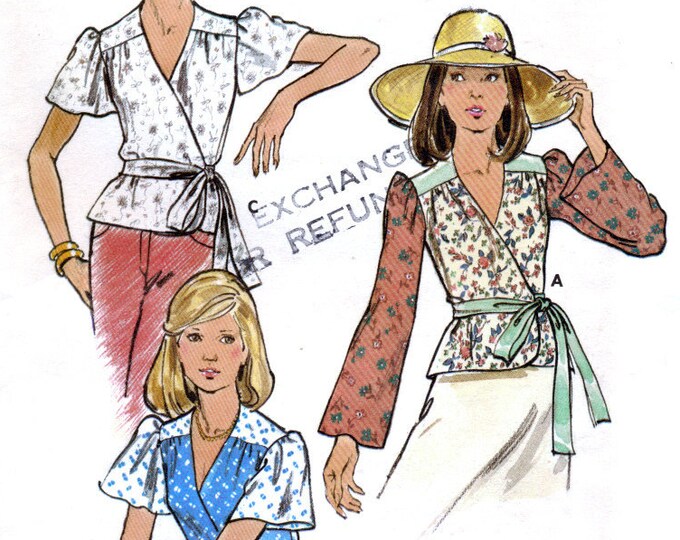 Butterick 3554 Vintage 70s Sewing Pattern for Misses' Wrap Blouse ...