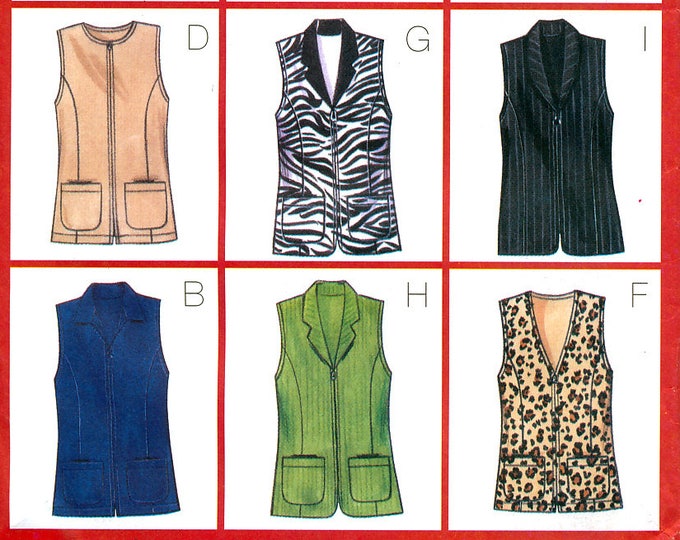 Butterick 5207 Sewing Pattern for Misses' Vest Uncut Size 18, 20, 22 - Etsy