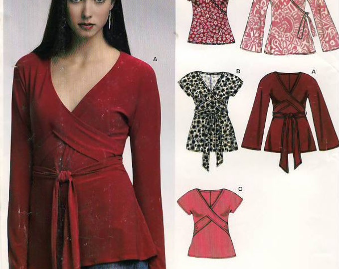 New Look 6729 Misses' Wrap Top Sewing Pattern Uncut Size 6, 8, 10, 12 ...