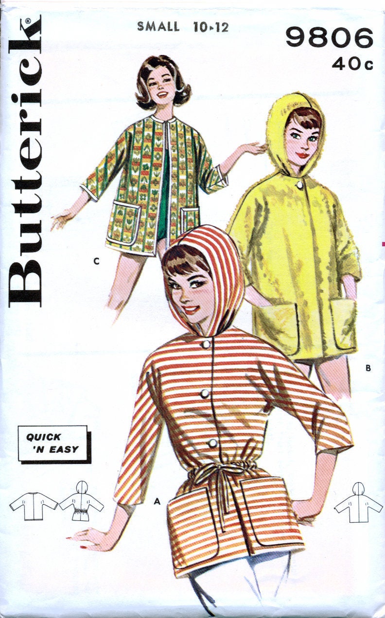 Sewing Size Small 10-12 Butterick 9806 Vintage 60s Sewing Pattern for ...