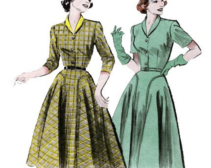 Butterick 6253 Vintage 50s Misses' Dress Sewing Pattern Size 16 Bust 34 ...