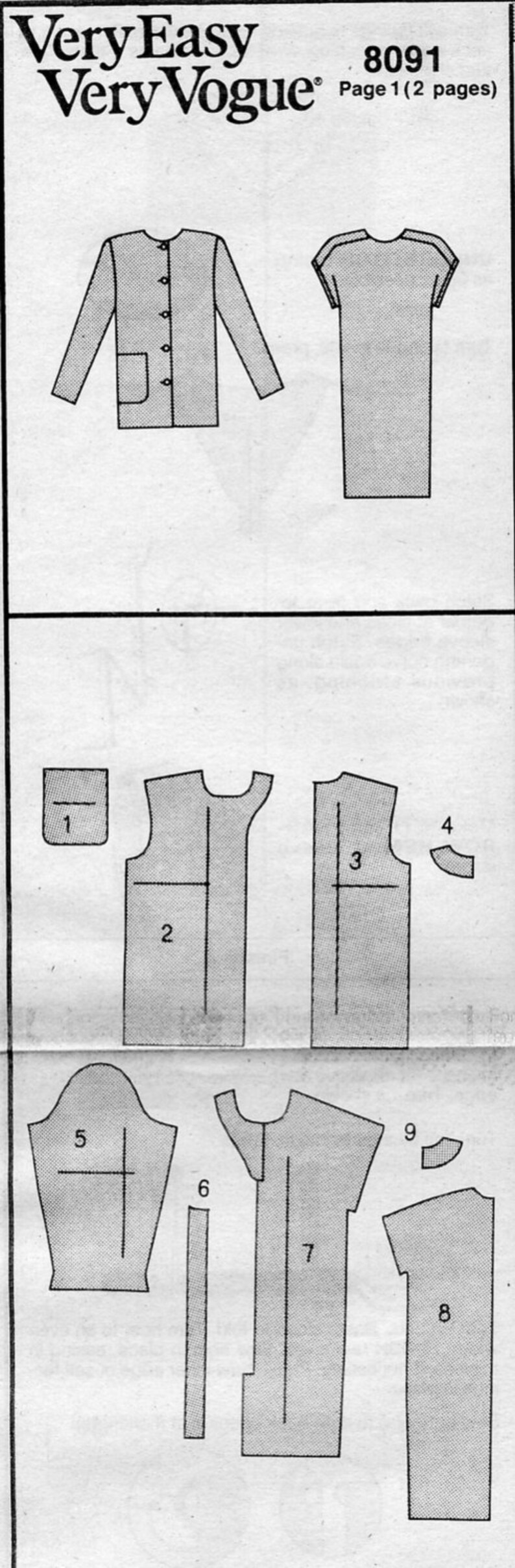 Vogue 8091 Sewing Pattern for Misses' Jacket and Dress | Etsy