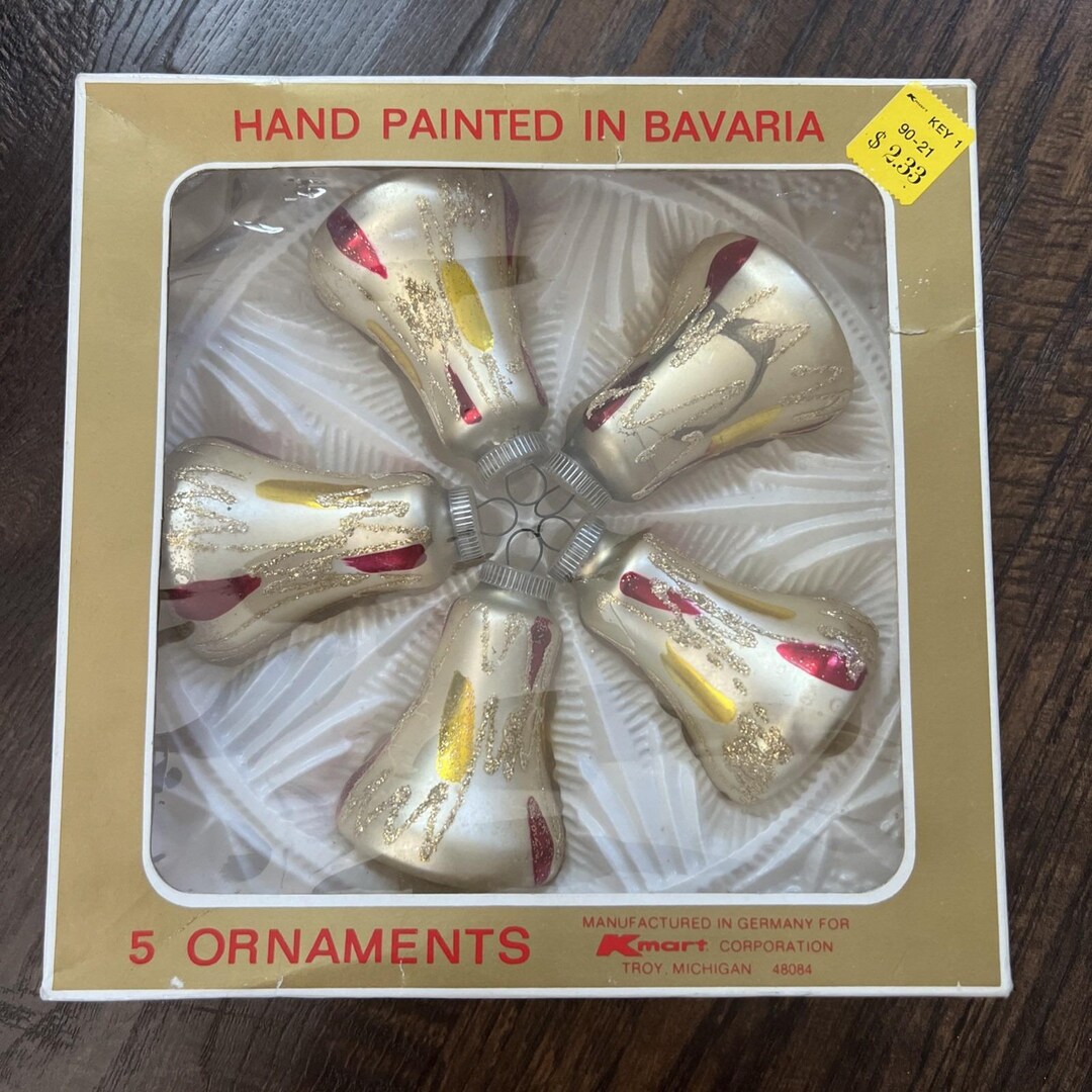 Vintage S.S. Kresge Kmart Hand Painted in Bavaria Set of 5 Ornaments ...