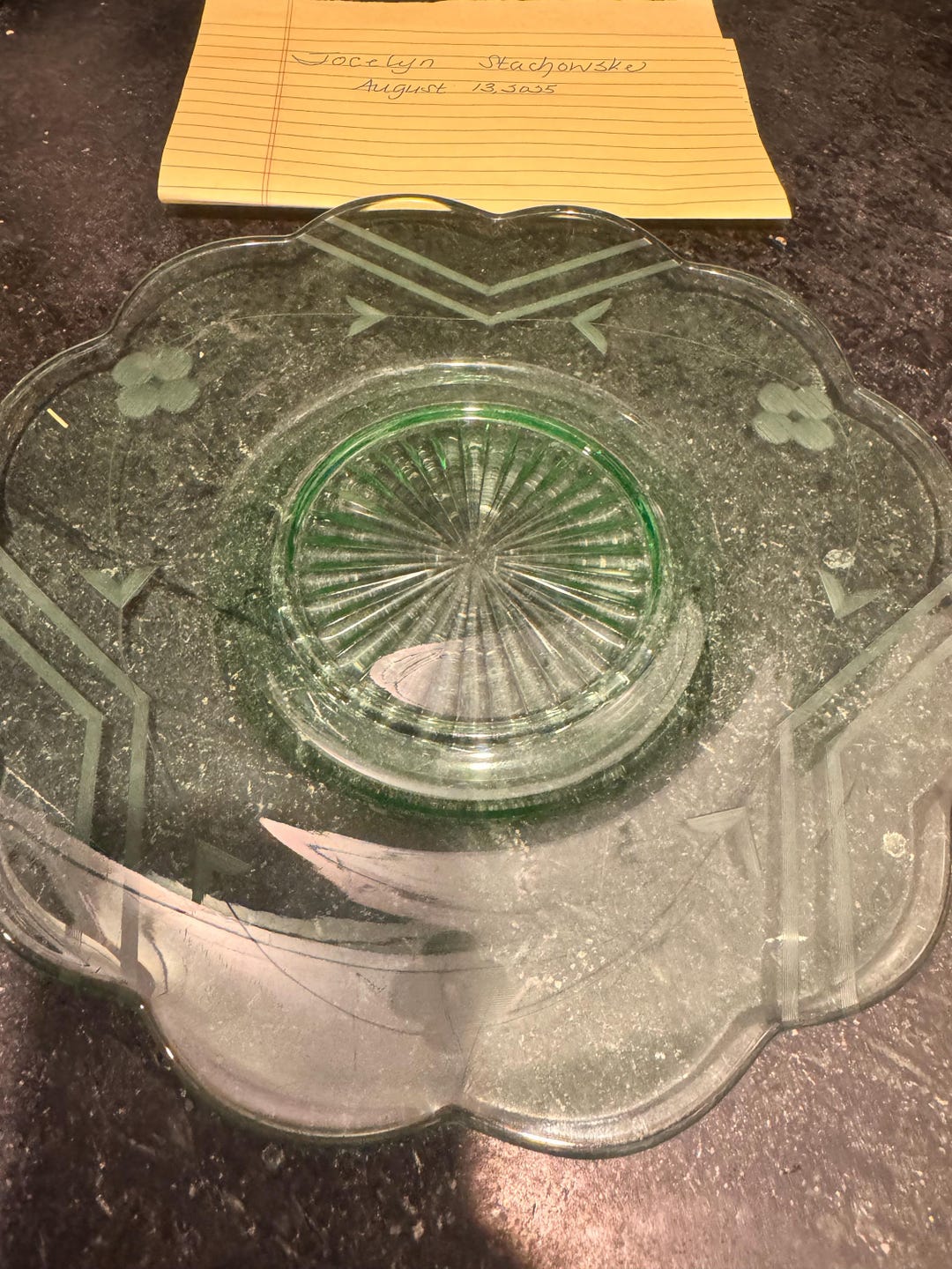 Uranium Plate With Flower Etching - Etsy