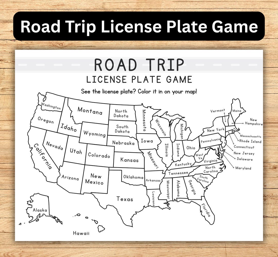 USA Road Trip License Plate Game: Printable Travel Activity for Kids ...