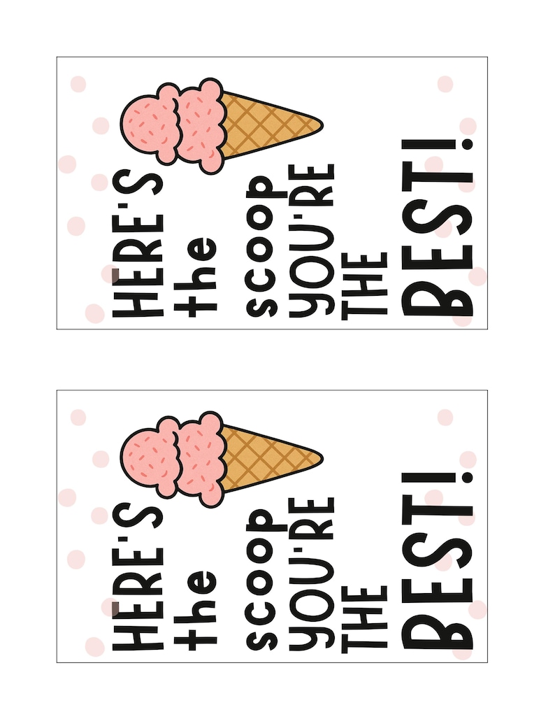 Teacher Appreciation Gift Tag: Ice Cream Theme Printable (digital ...