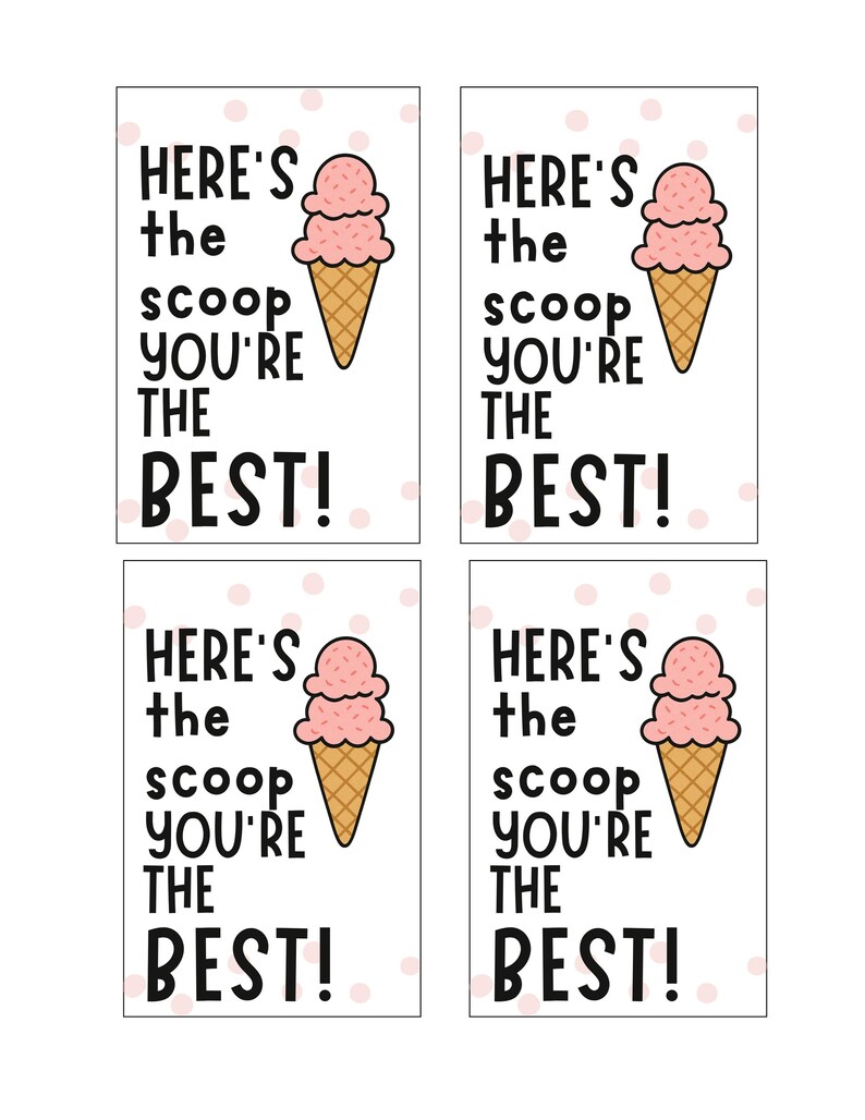 Teacher Appreciation Gift Tag: Ice Cream Theme Printable (digital ...