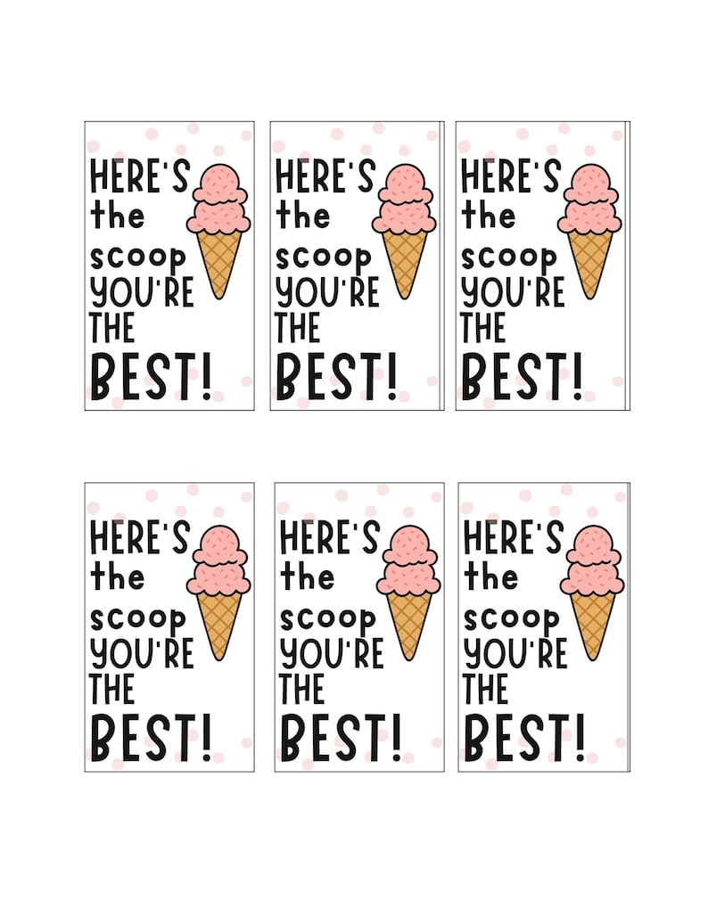 Teacher Appreciation Gift Tag: Ice Cream Theme Printable (digital ...