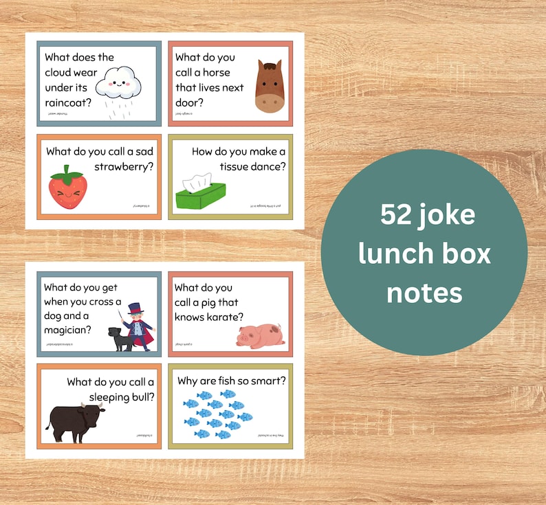 52 Funny Lunch Box Joke Cards for Kids – Printable Lunch Notes With ...