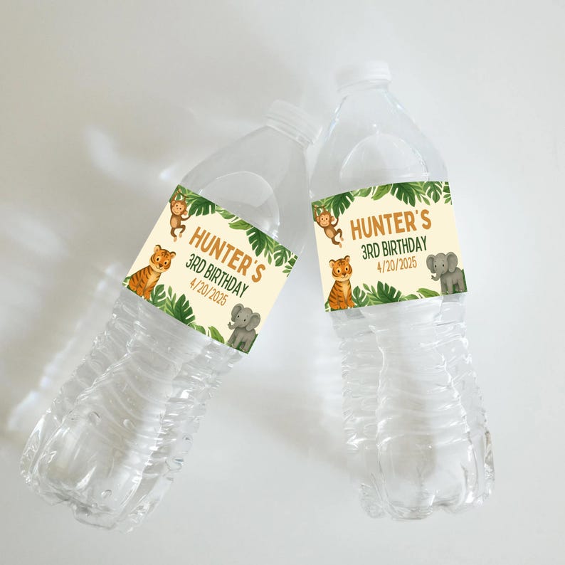 Jungle Party Bottle Label Template | Editable Water Bottle Label ...