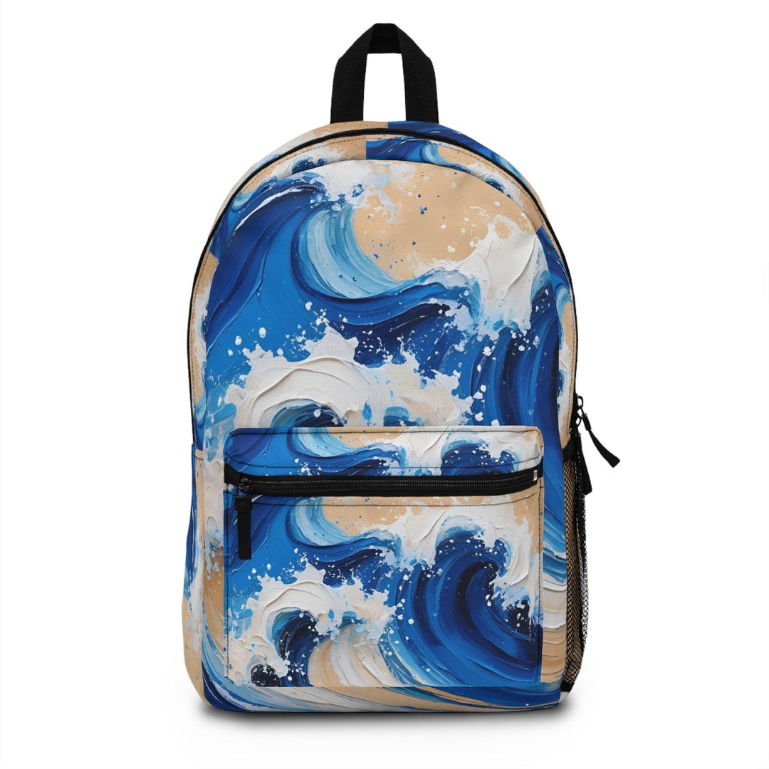 Watercolor Ocean Waves Backpack: Beach Travel School Bag - Etsy
