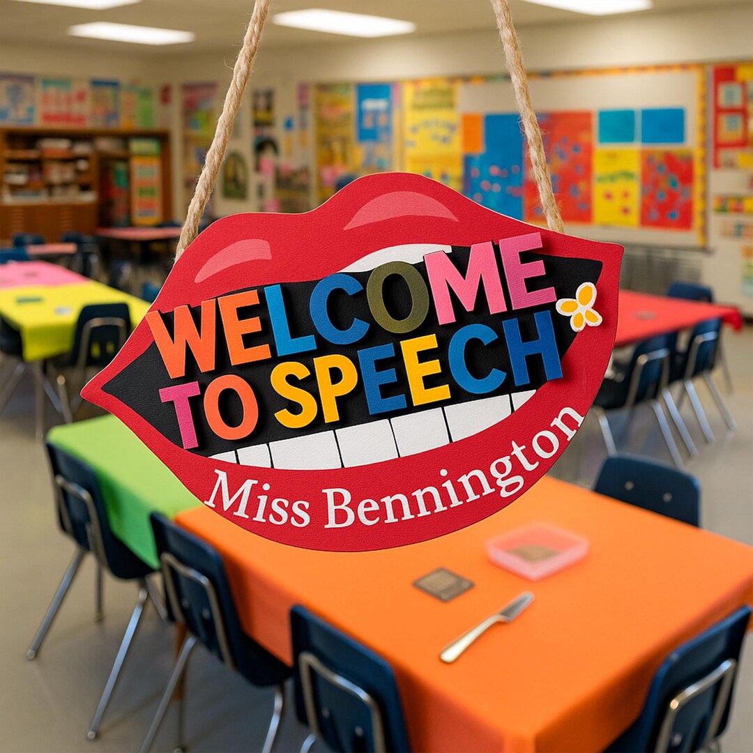 Speech Therapy Door Sign, Custom SLP Room Decor, Wooden Teacher Name ...