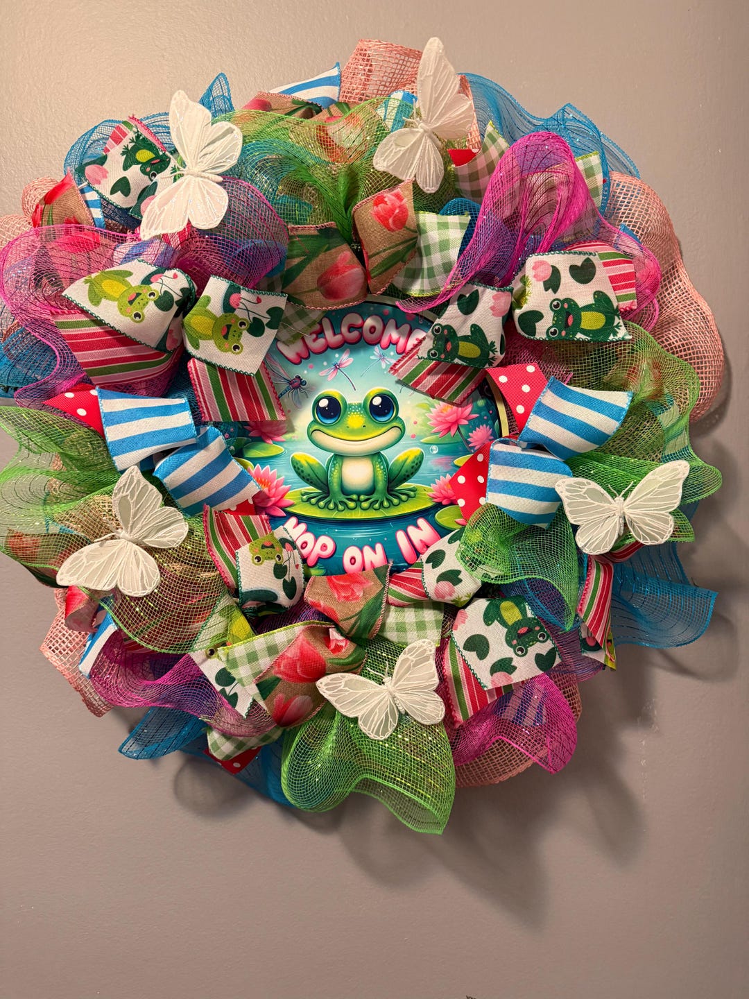 Cute Frog Deco Mesh Wreath - Etsy