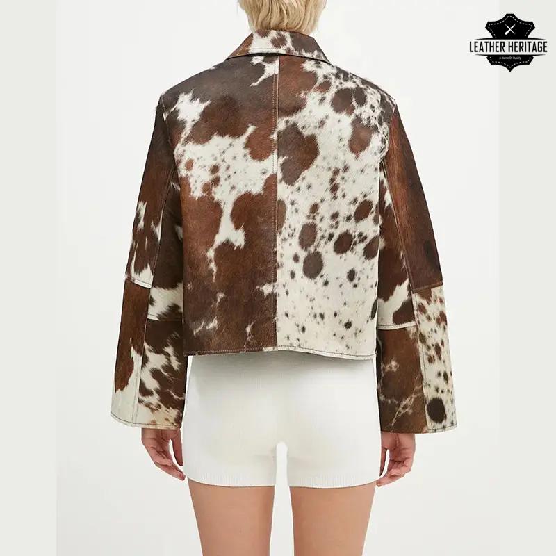 Genuine Cowhide Leather Jacket for Women | Natural Hair-on Cow Skin ...