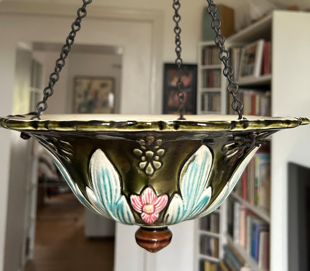 Antique French Hanging 'suspension' in Majolica...now 2!! - Etsy