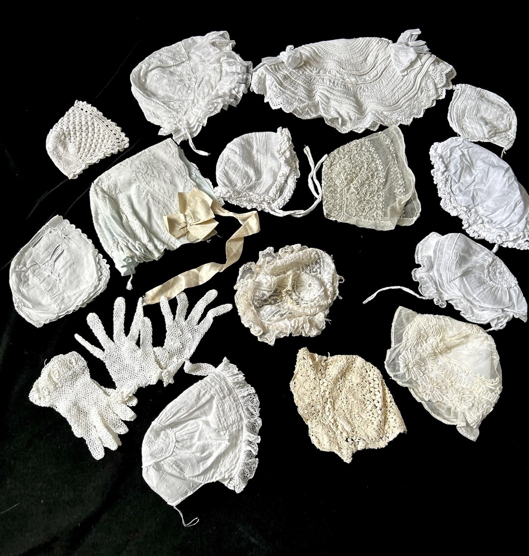 13 French Doll Bonnets Handmade With Lace and Ruffles...need Love - Etsy