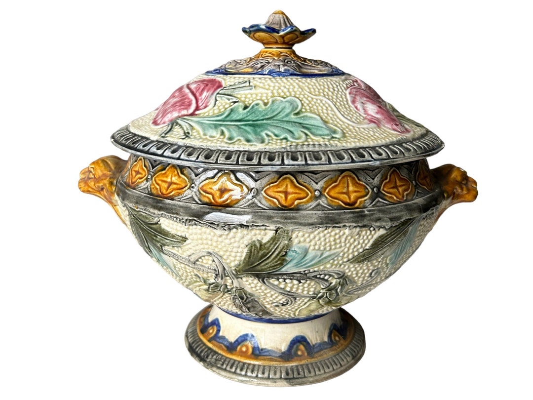 Antique Majolica Soup Tureen With Vegetable Decoration - Etsy